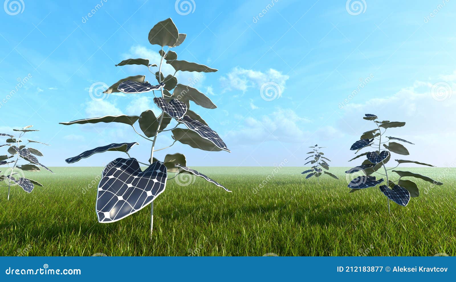 Plant Leaves with Solar Panels Stock Illustration - Illustration of ...