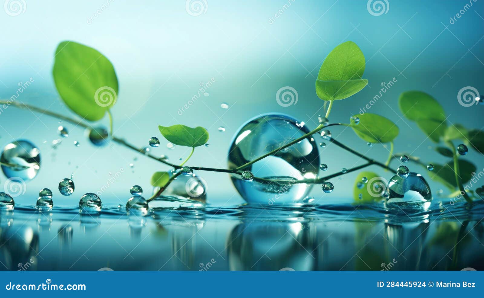 Plant Leaves with Water Drops. Ecology Concept Stock Photo - Image of ...