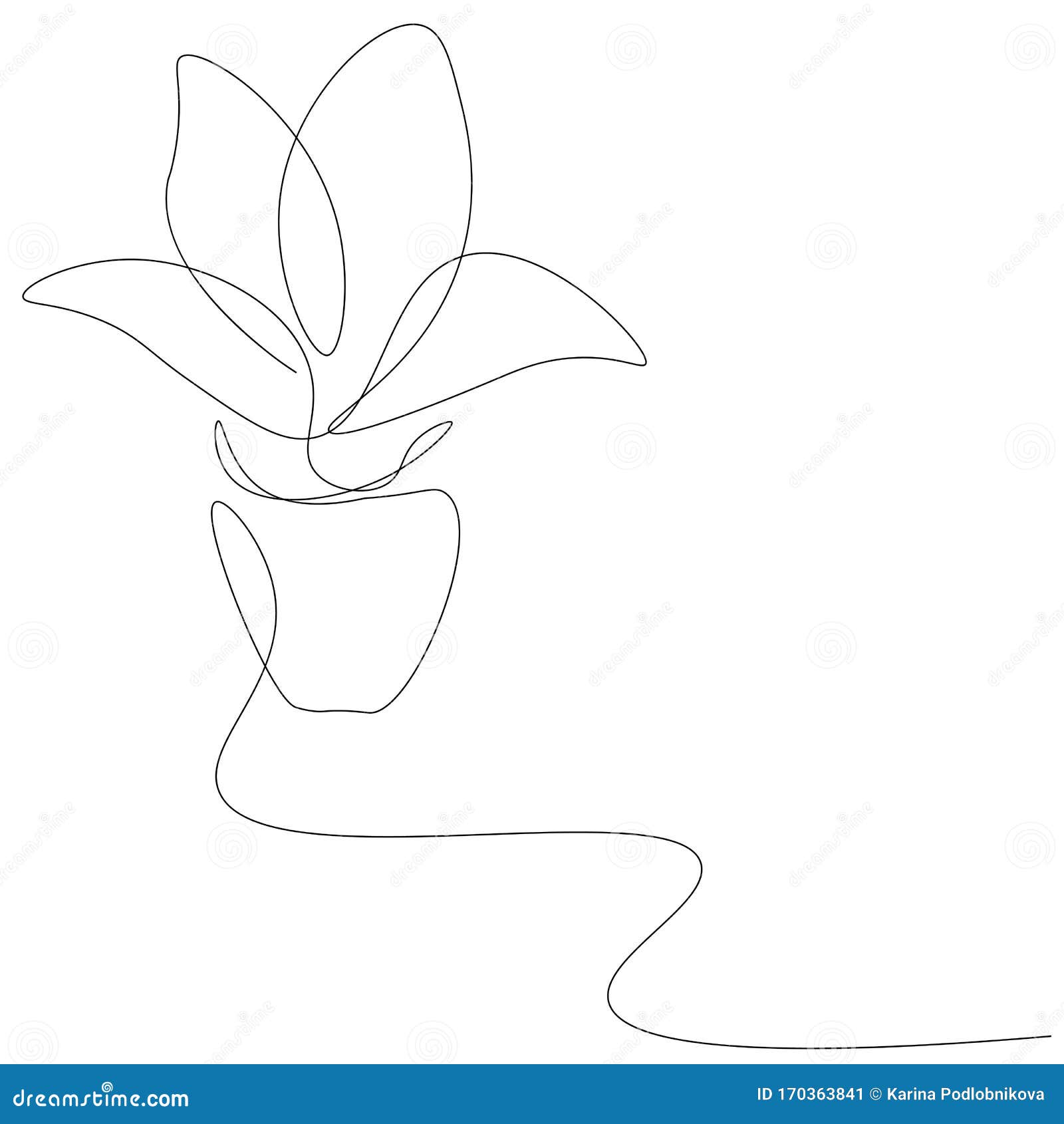 Plant Line Drawing, Vector Illustration Stock Vector - Illustration of ...
