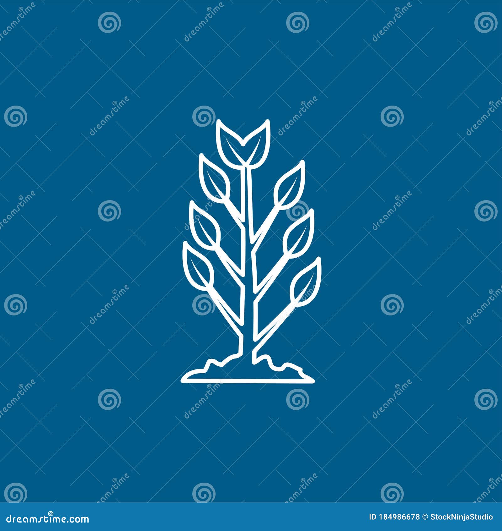 Plant Line Icon on Blue Background. Blue Flat Style Vector Illustration ...
