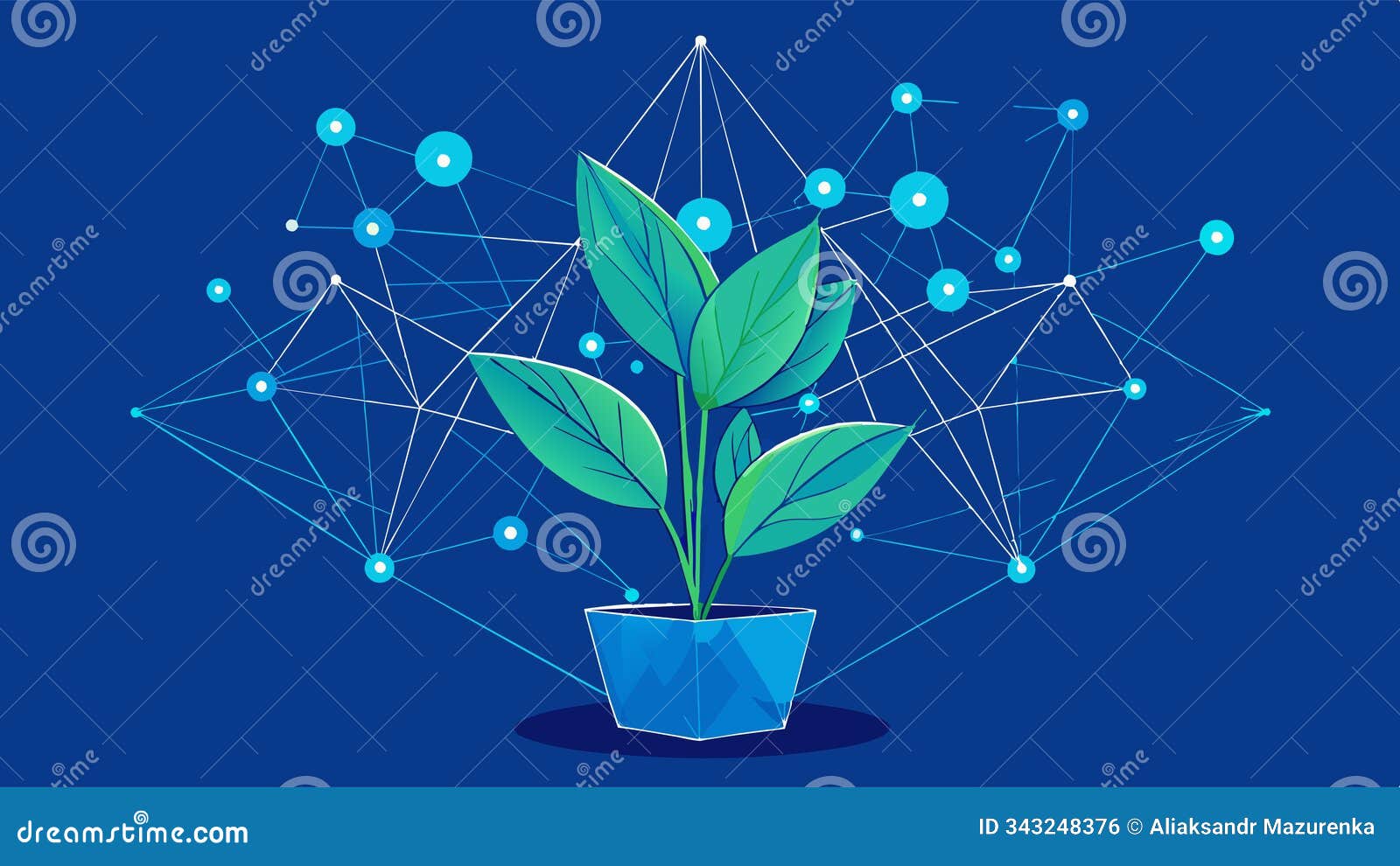 Plant from Lines and Triangles, Point Connecting Network on Blue ...