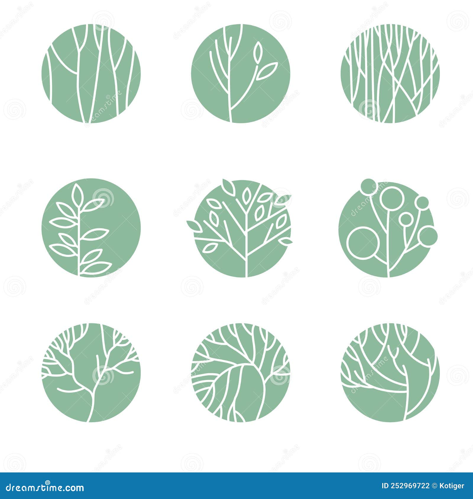 Plant Logo Templates in Circle, Vector Signs Set Stock Vector ...
