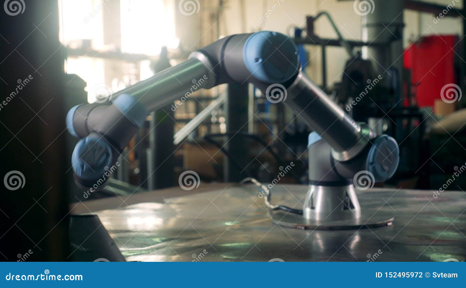 Plant Machine Moves on a Table, Working in a Facility. Stock Footage ...