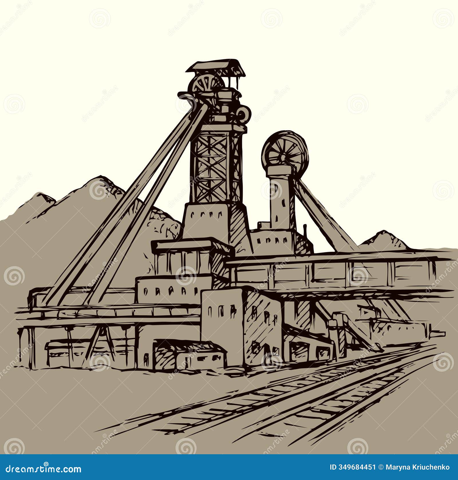 Plant at the Mine. Vector Drawing Stock Illustration - Illustration of ...