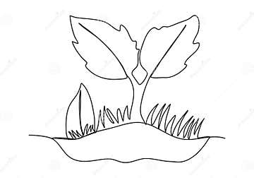 Plant. One Line Drawing Vector Illustration Stock Vector - Illustration ...