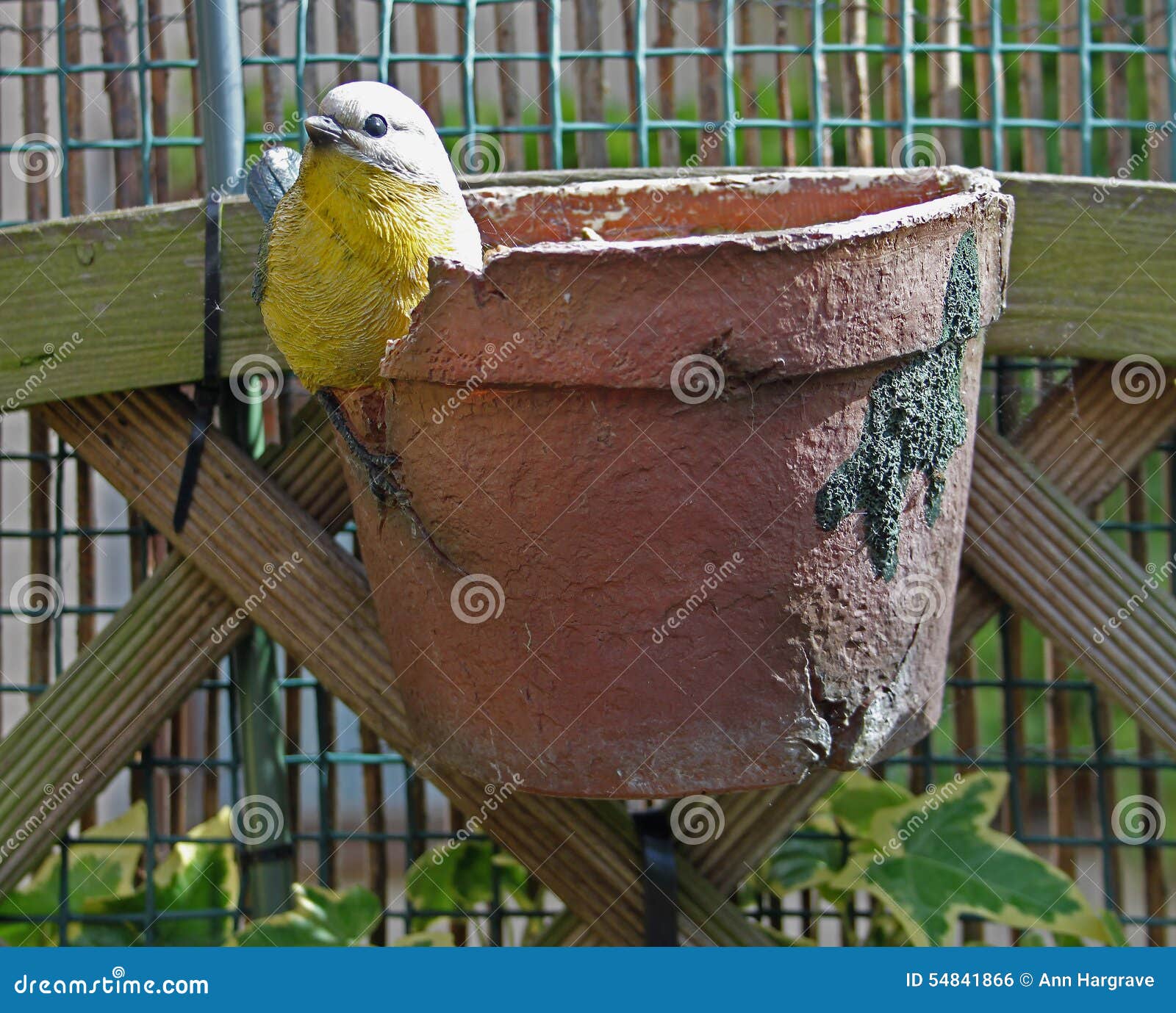 Plant Pot with Bird Sculpture. Stock Photo - Image of color, hanging ...