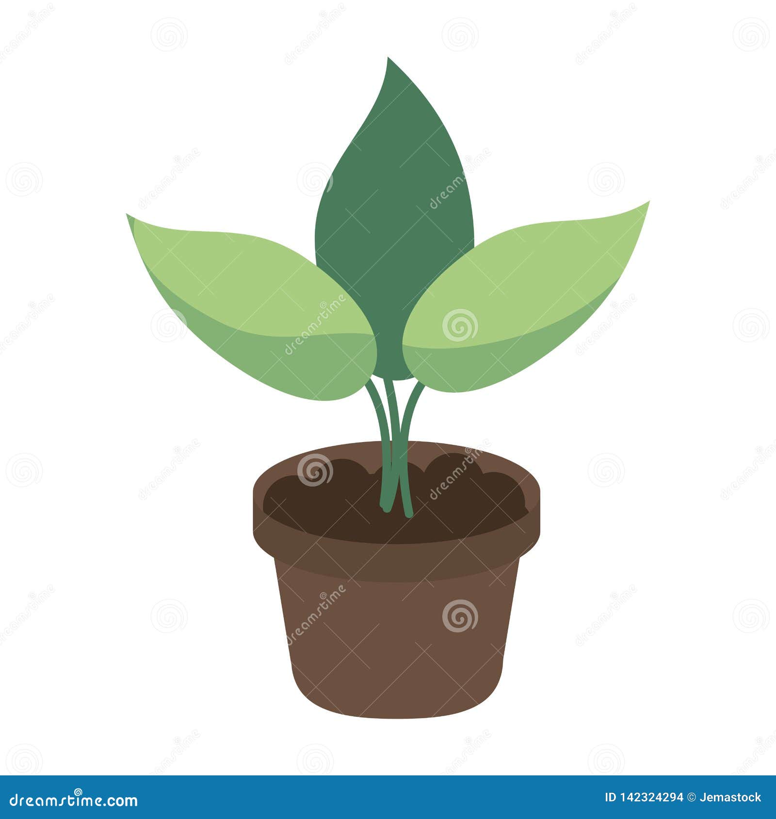 Plant in Pot Cartoon Isolated Stock Vector - Illustration of grow ...