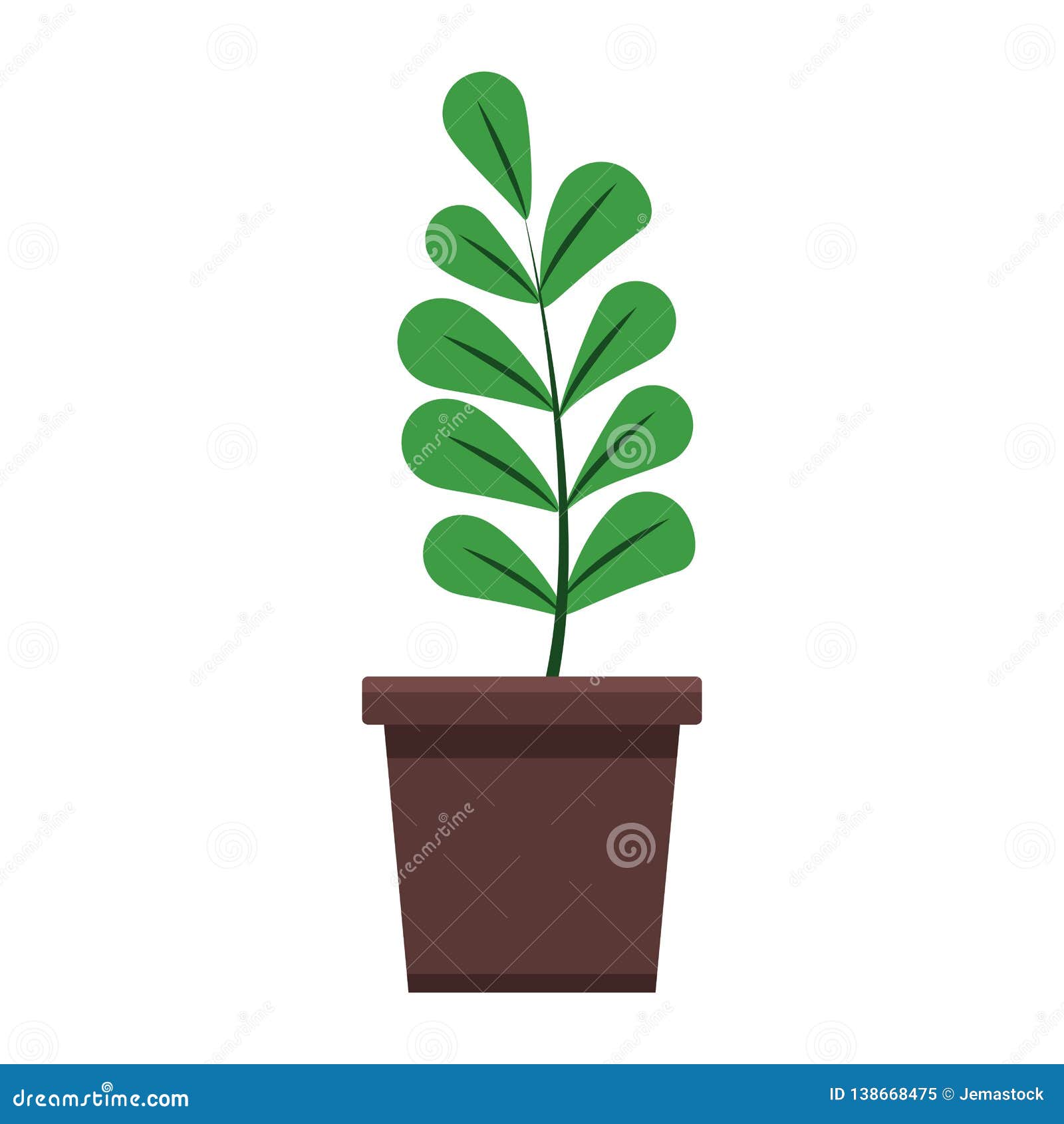 Plant in pot cartoon stock vector. Illustration of decoration - 138668475