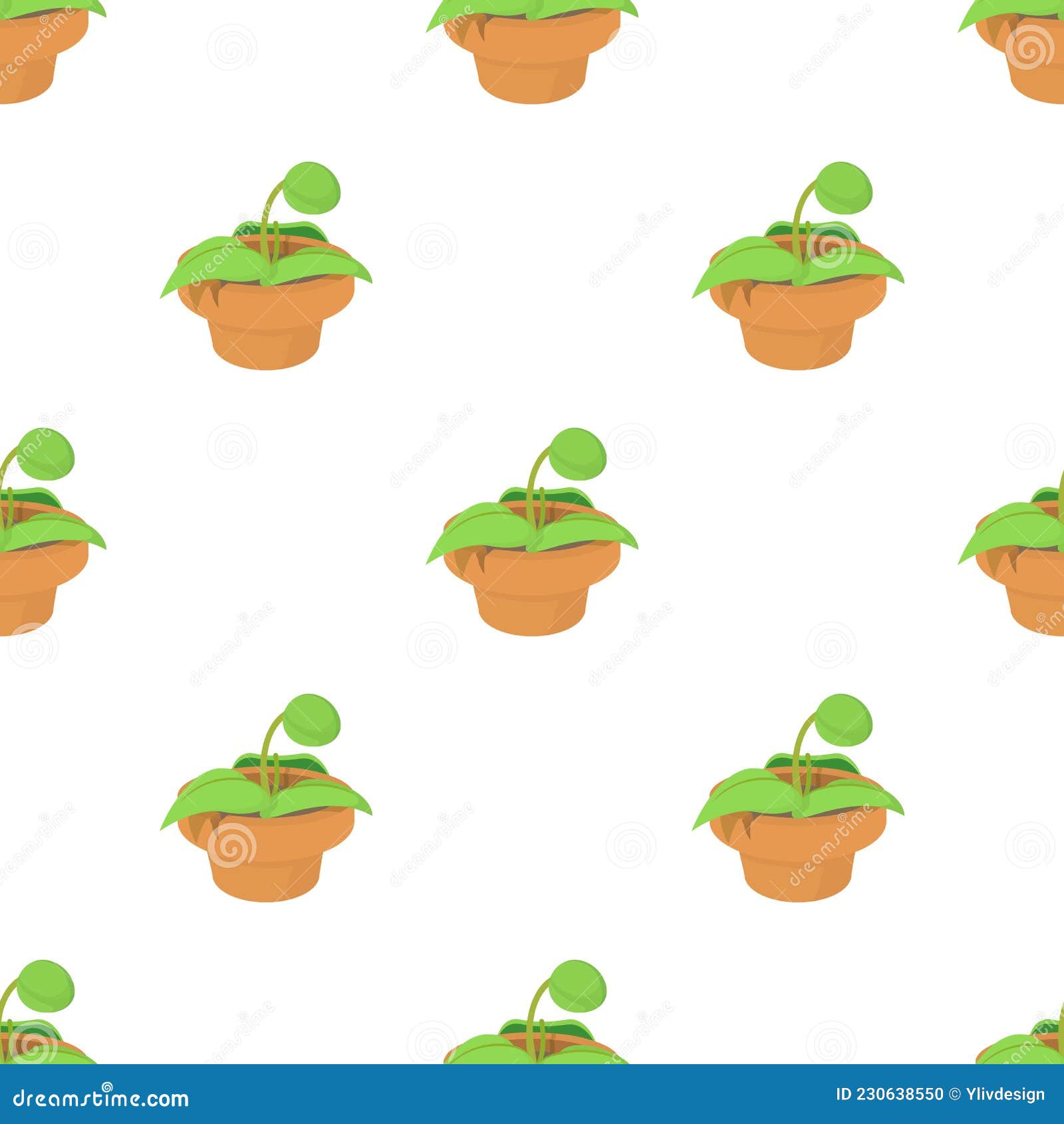 Plant in Pot Pattern Seamless Vector Stock Vector - Illustration of ...