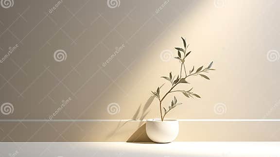 Plant in Pot with Shadow on the Wall Stock Image - Image of nature ...