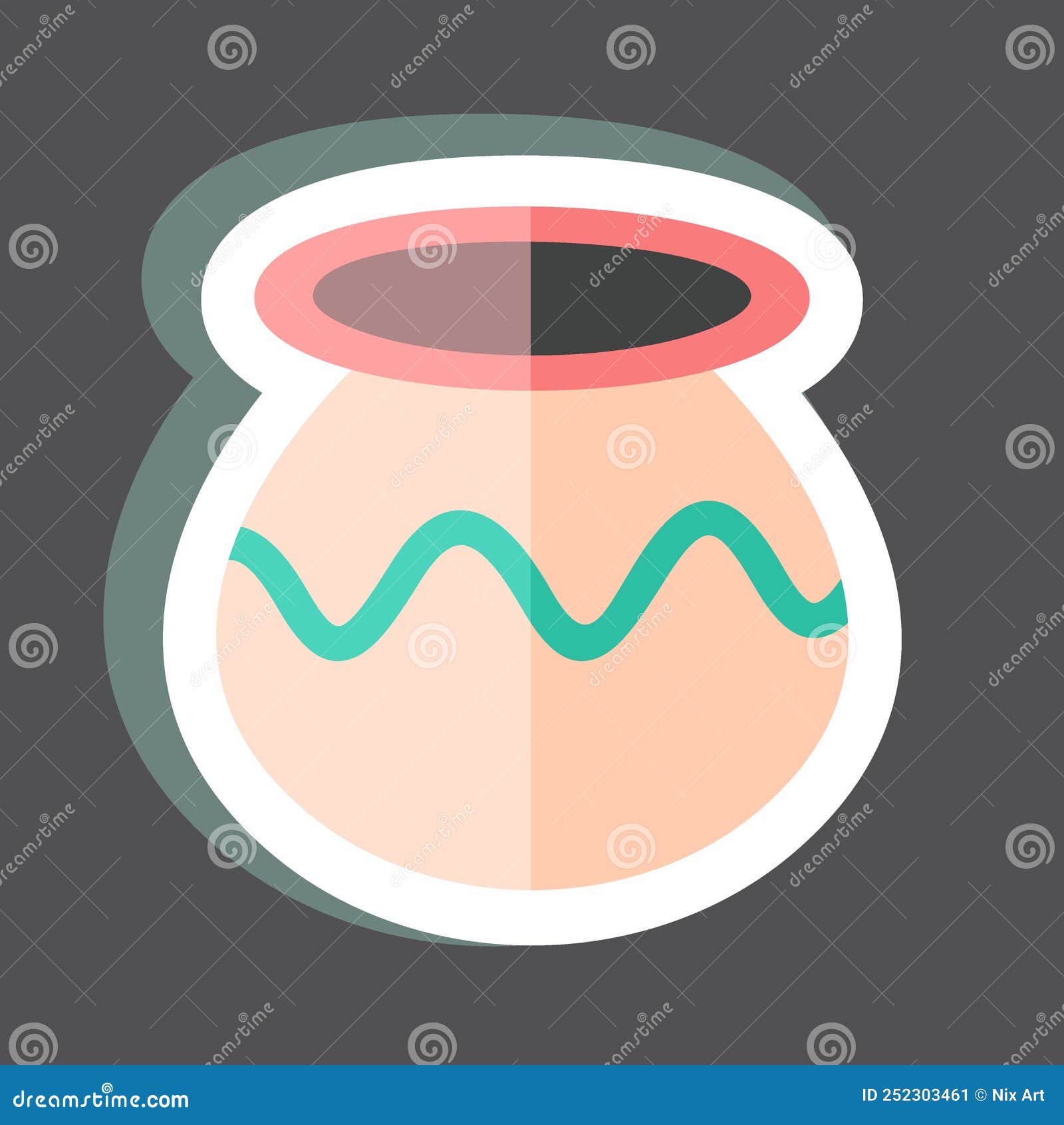 Plant Pot Sticker in Trendy Isolated on Black Background Stock ...