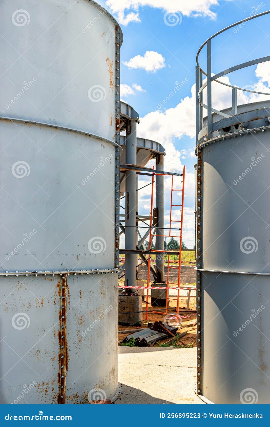 Plant for the Production of Concrete. Concrete Mixing Silo, Site ...