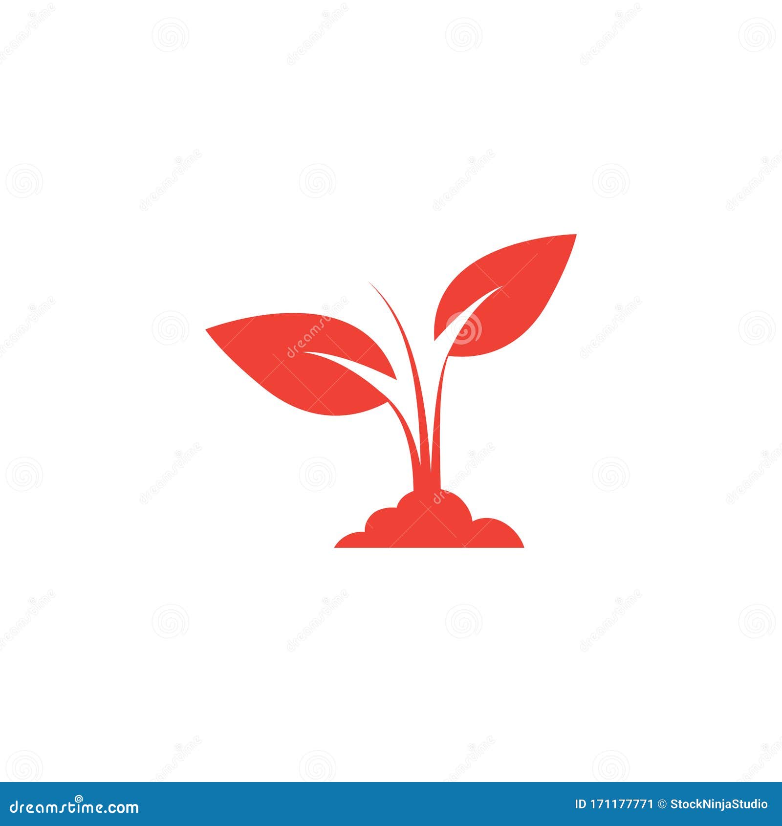 Plant Red Icon on White Background. Red Flat Style Vector Illustration ...