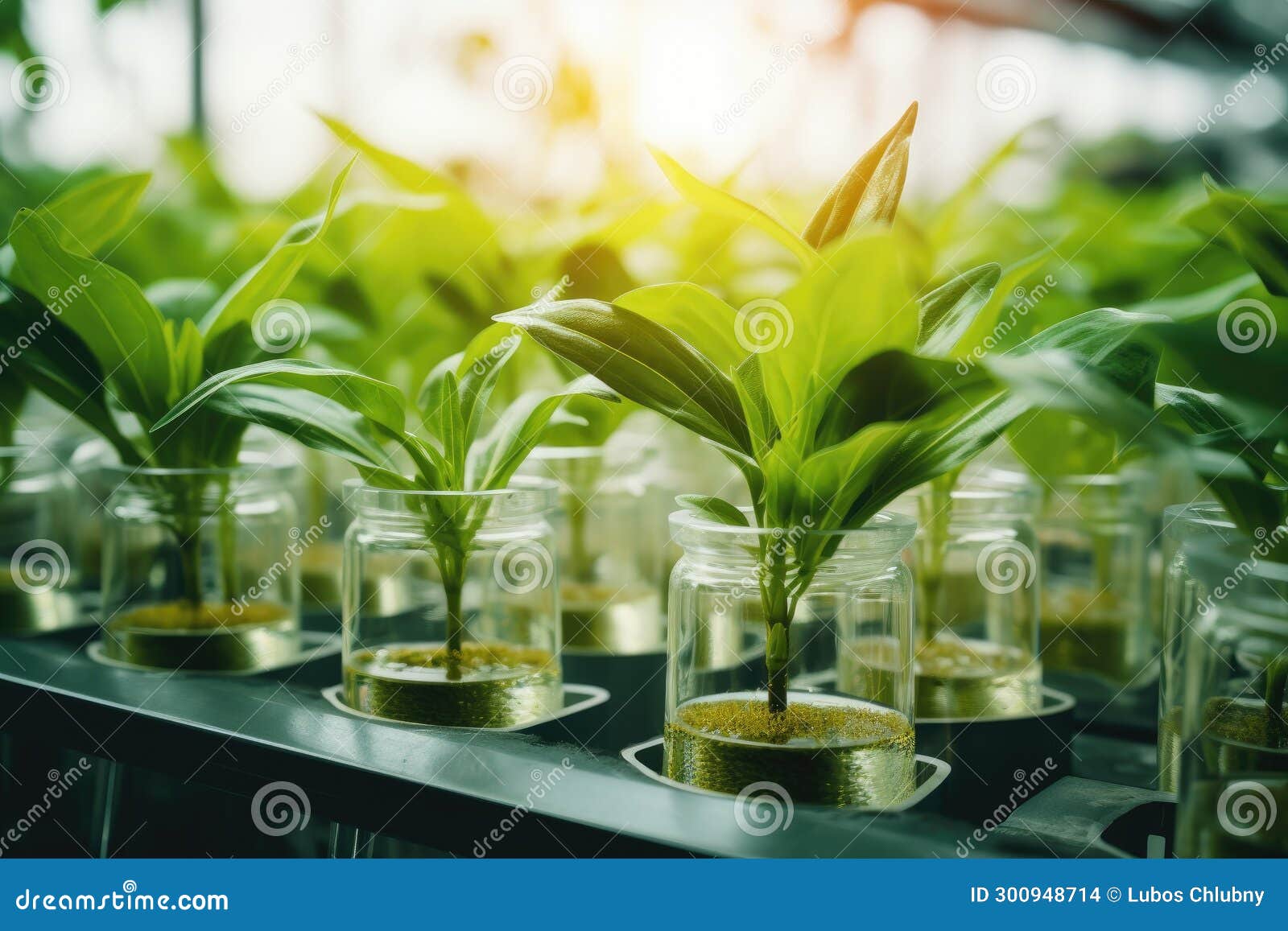 Plant Research, Green Plant in a Glass Jar in a Laboratory. Ecological ...