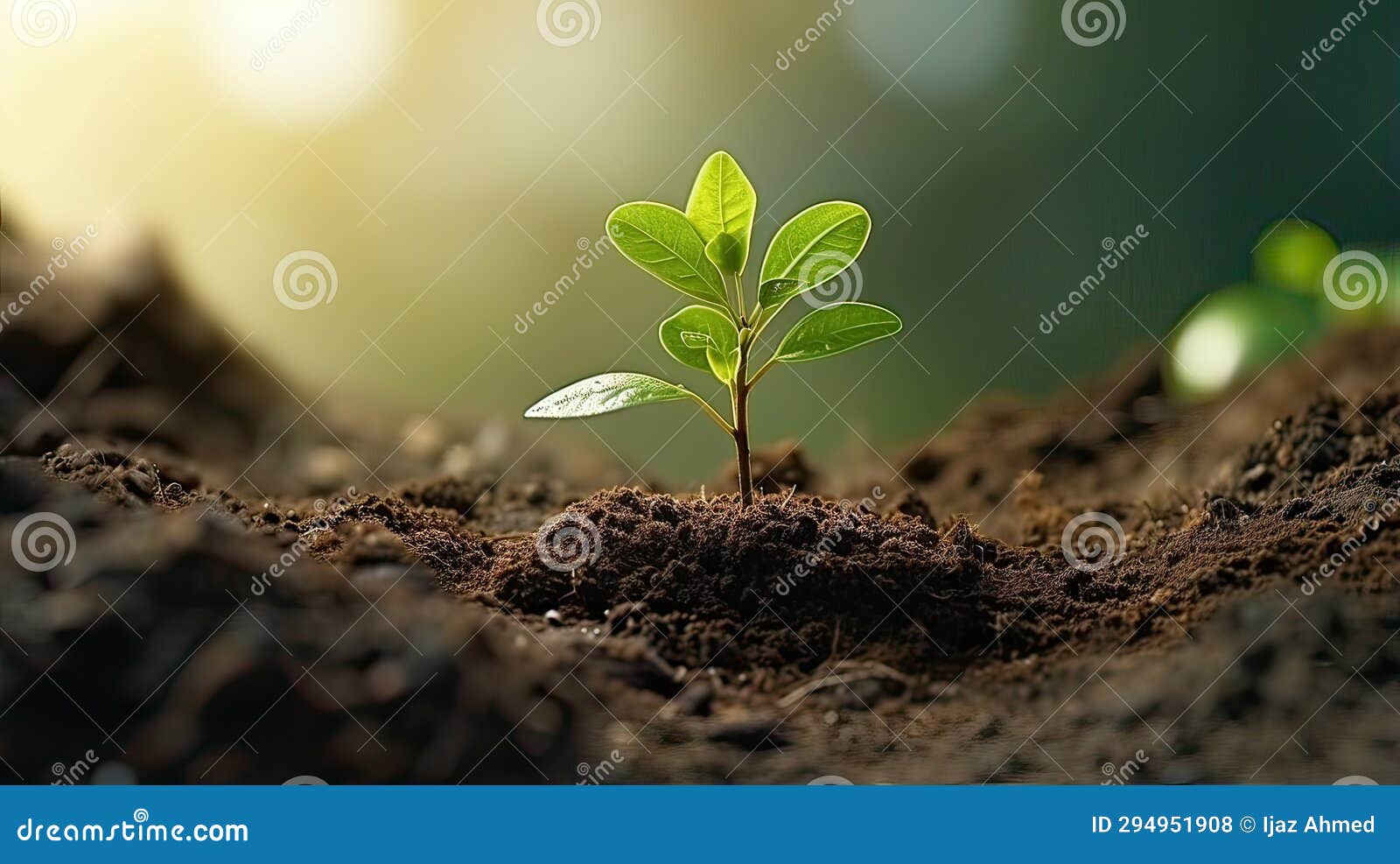 Plant Seedling Growing from Seed on Black Soil with Sunlight Background ...