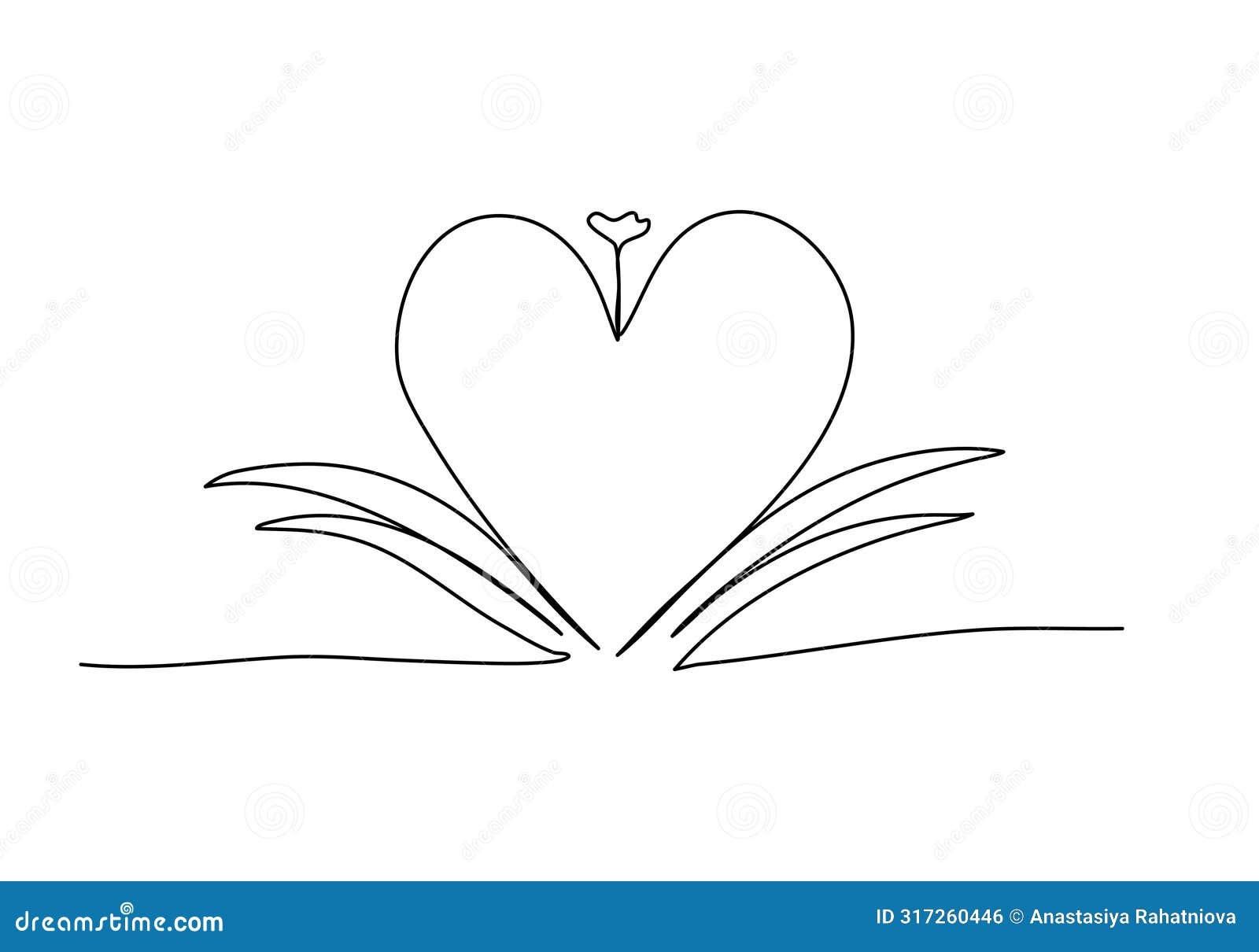 Plant with a Sign of Heart, One Line Drawing Vector Illustration Stock ...