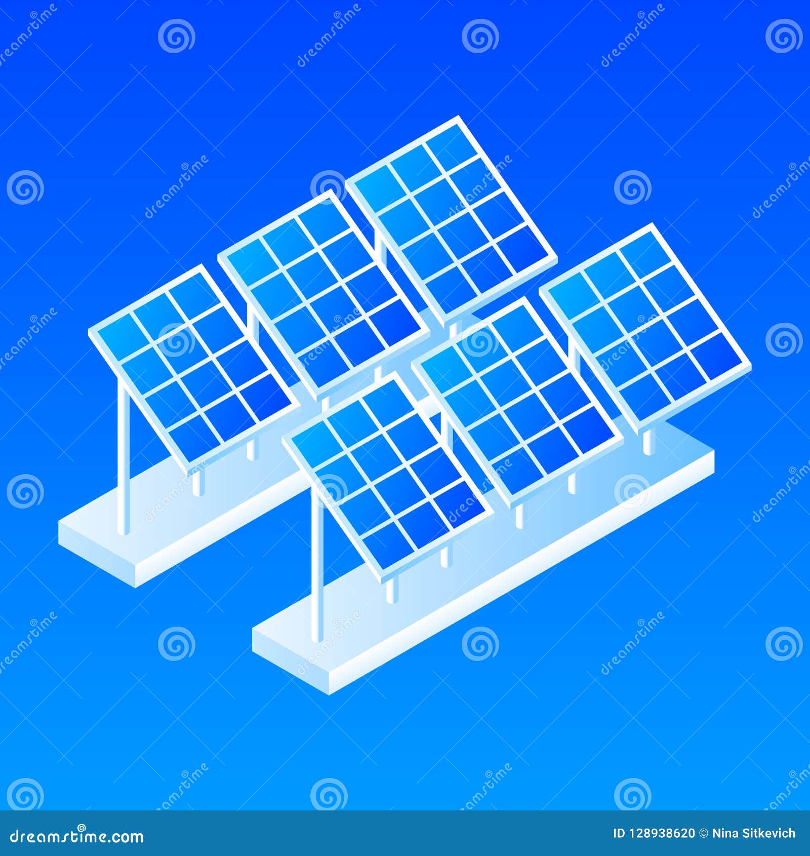 Plant of Solar Panel Icon, Isometric Style Stock Vector - Illustration ...