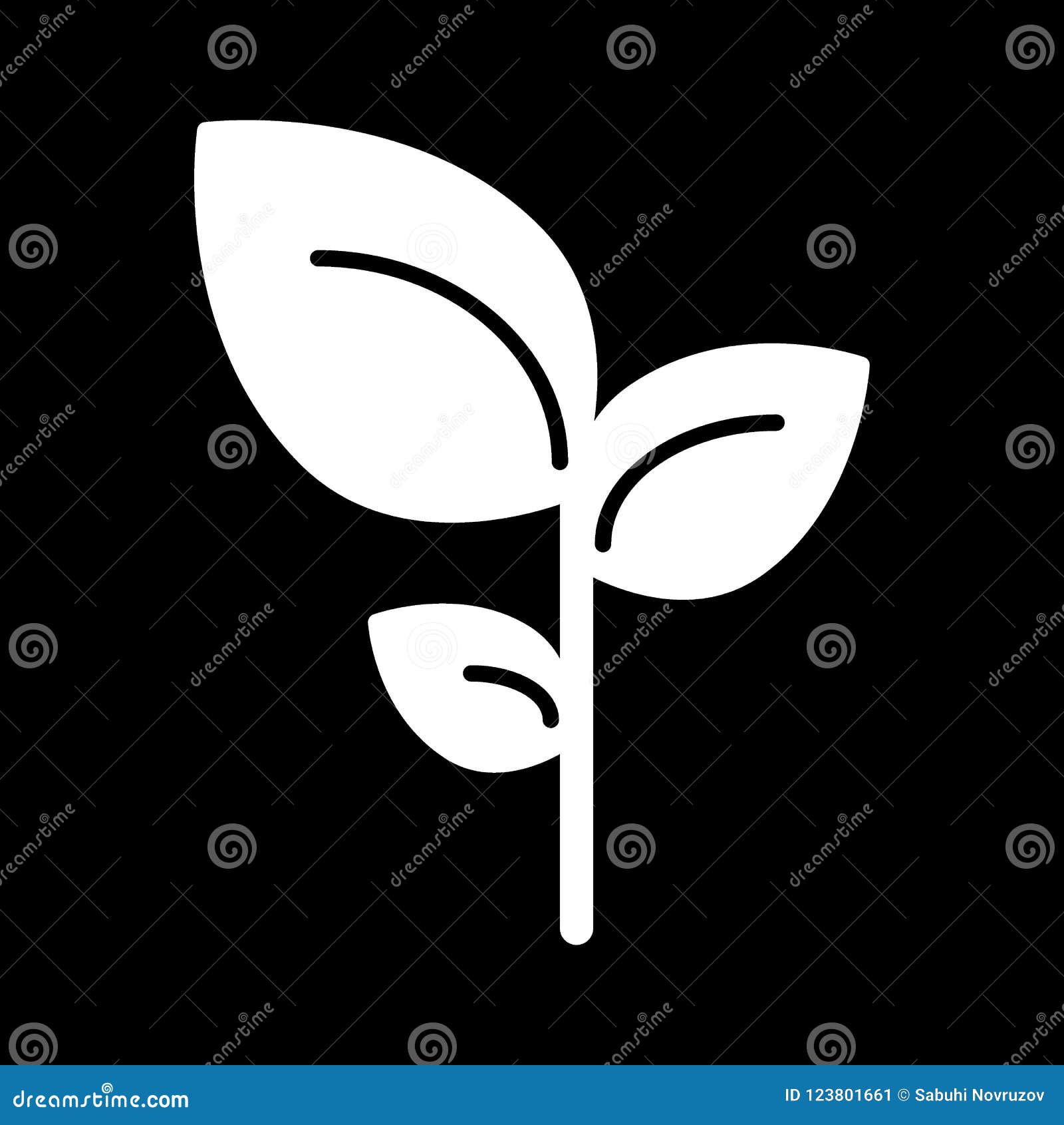 Leaves Solid Icon. Vector Illustration Isolated on Black. Glyph Style ...