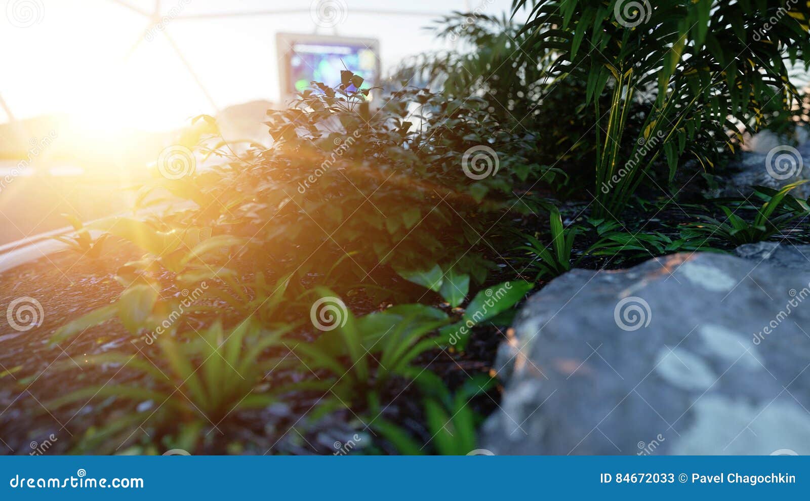 Plant in the Space Sci-fi Laboratory. Life on Mars, Alien Planet. 3d ...