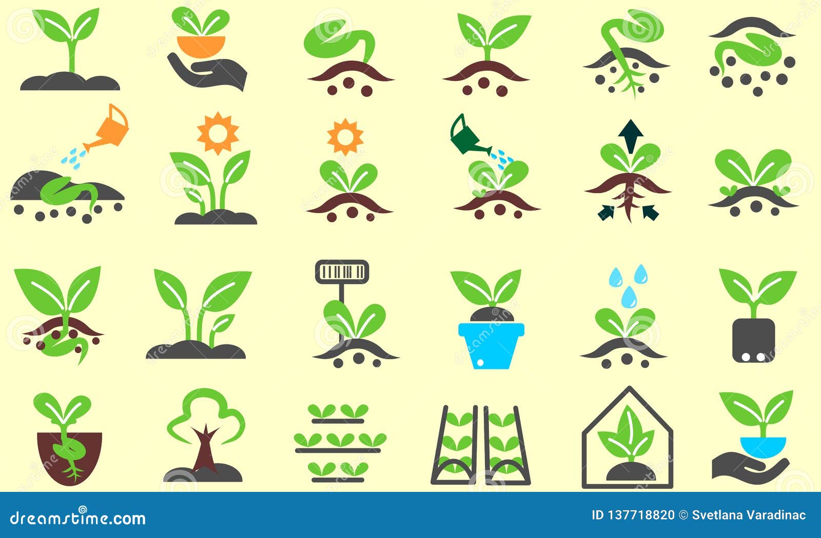 Plant and sprout icon set. stock vector. Illustration of sign - 137718820