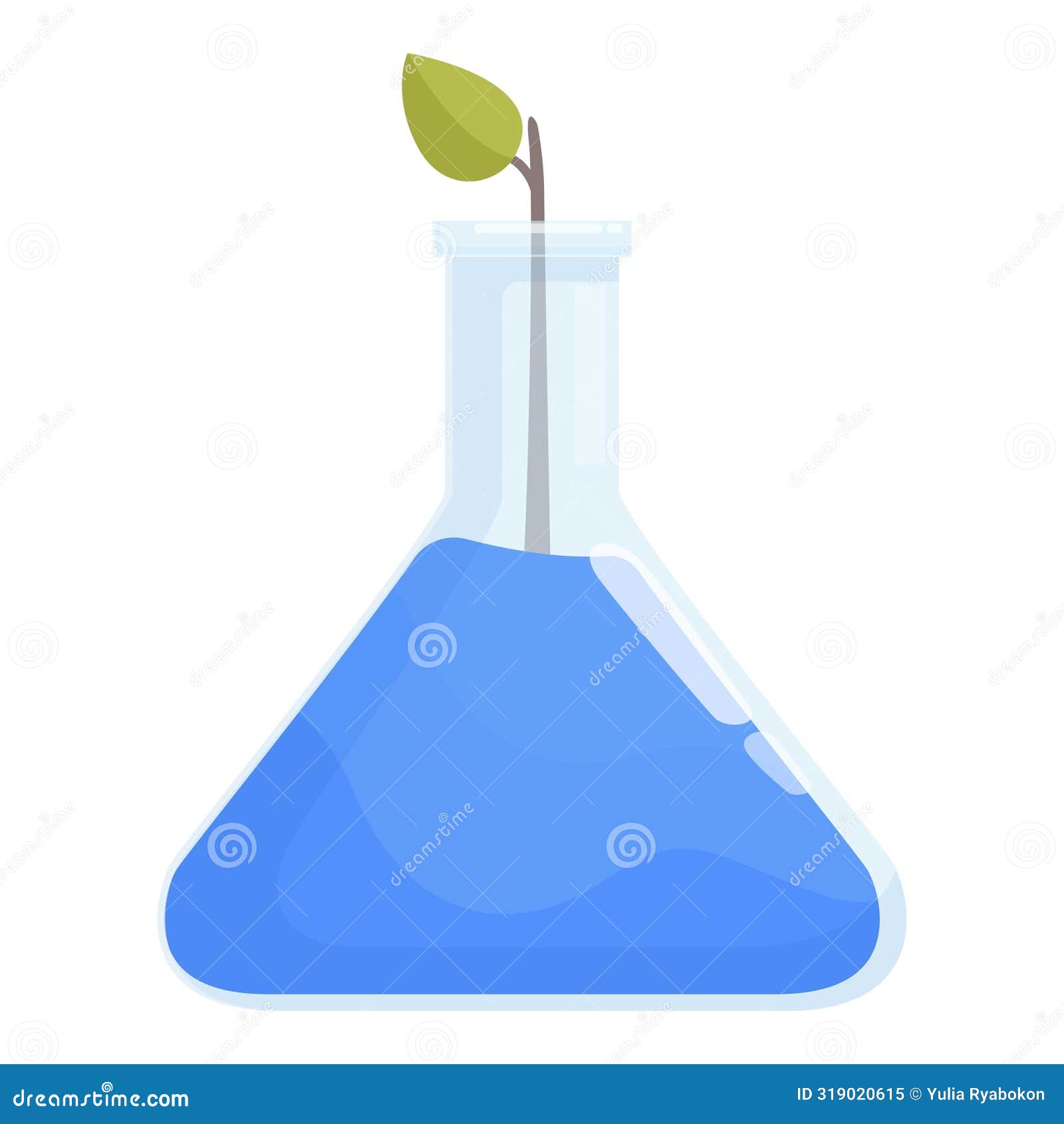 Plant Sprout in Laboratory Flask Stock Vector - Illustration of ...
