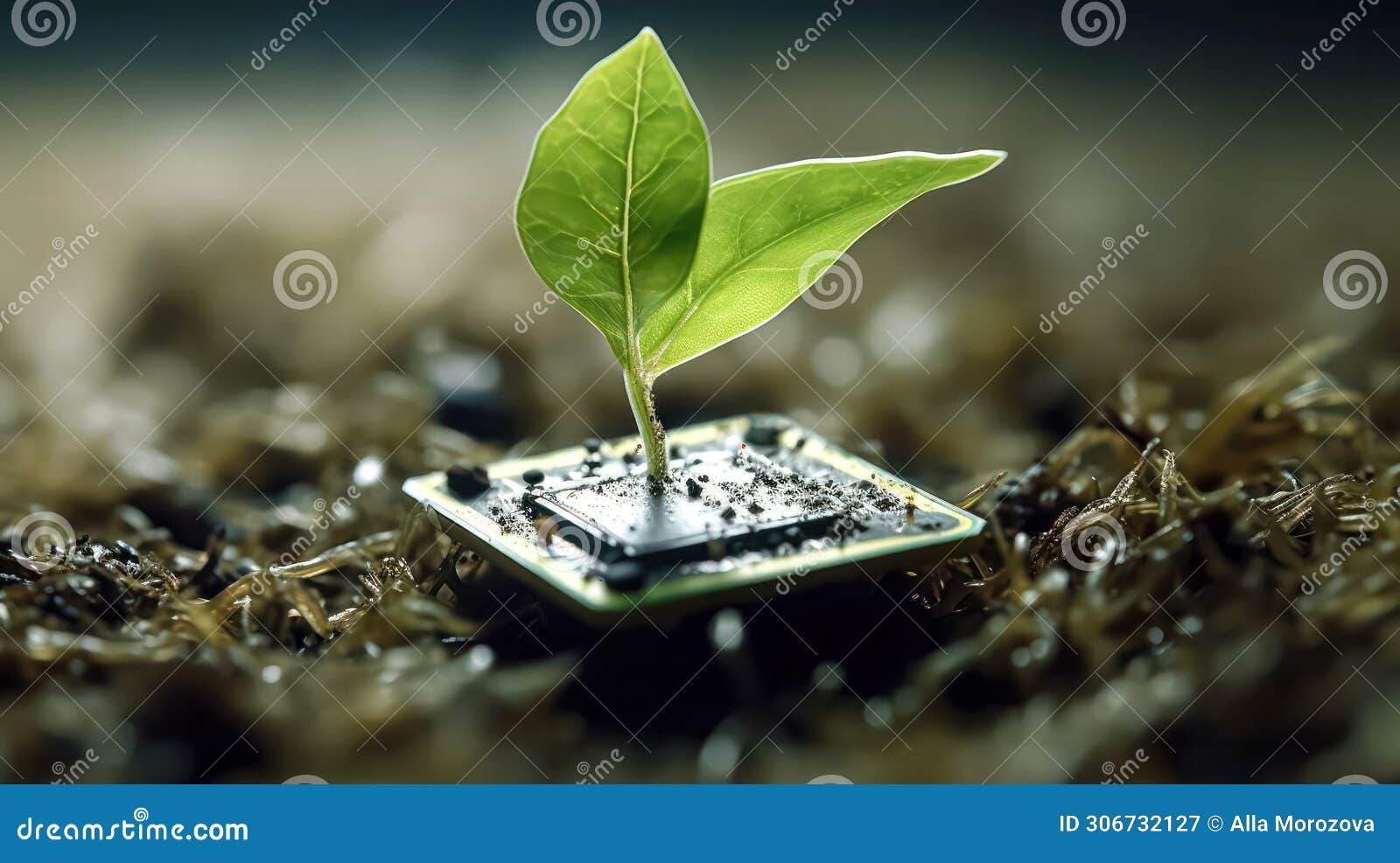 A Plant Sprouting from a Computer Chip Symbolizes Renewal Stock Image ...