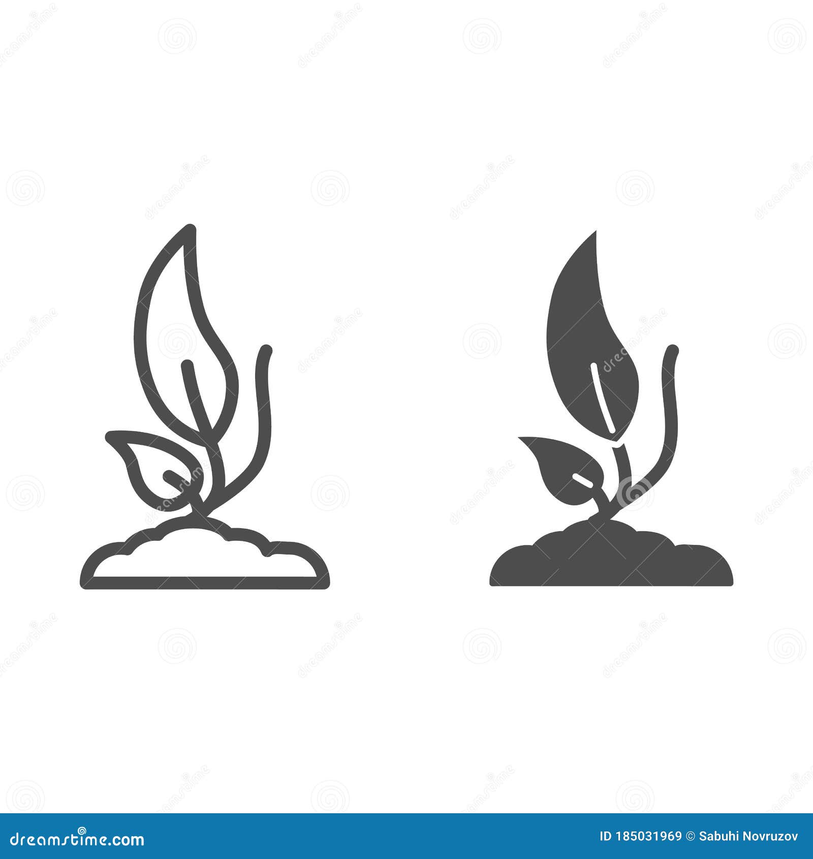 Plant Sprouting From Ground Line And Solid Icon, Ecology Concept ...