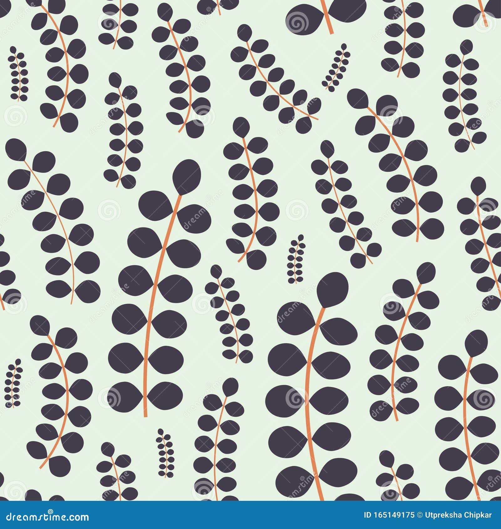 Plant Stem Repeat Seamless Pattern Stock Vector - Illustration of ...