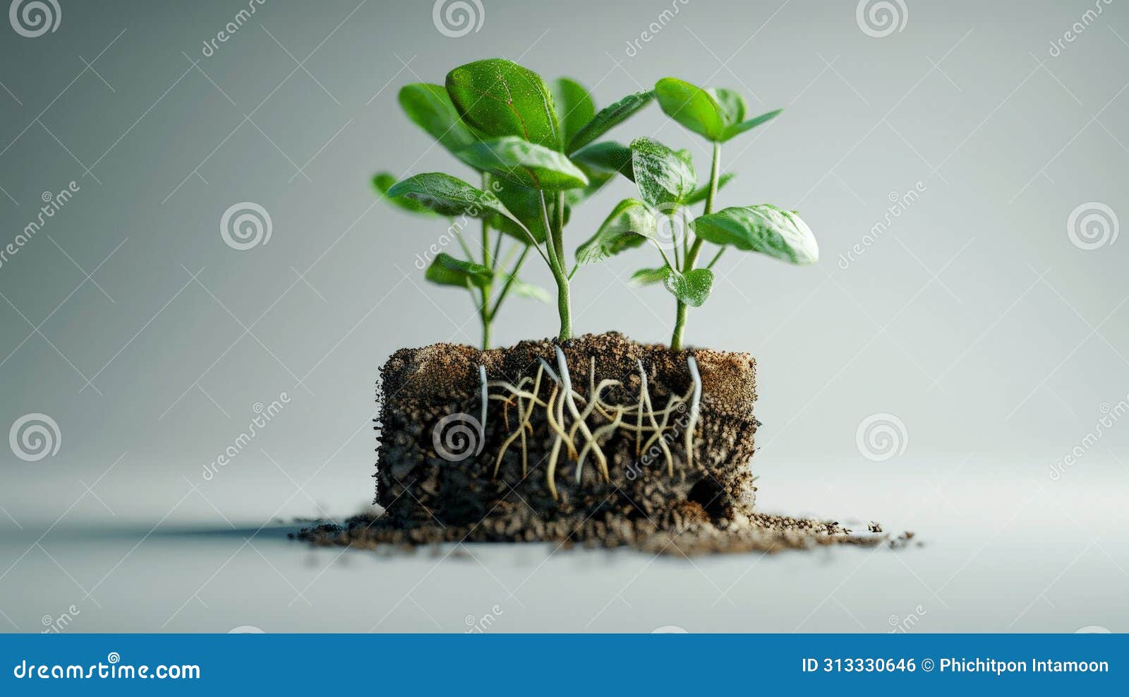 A Plant with a Strong Root System in the Soil. Ai Generative Stock ...