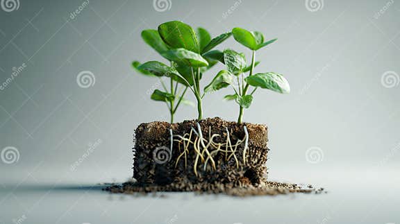 A Plant with a Strong Root System in the Soil. Ai Generative Stock ...