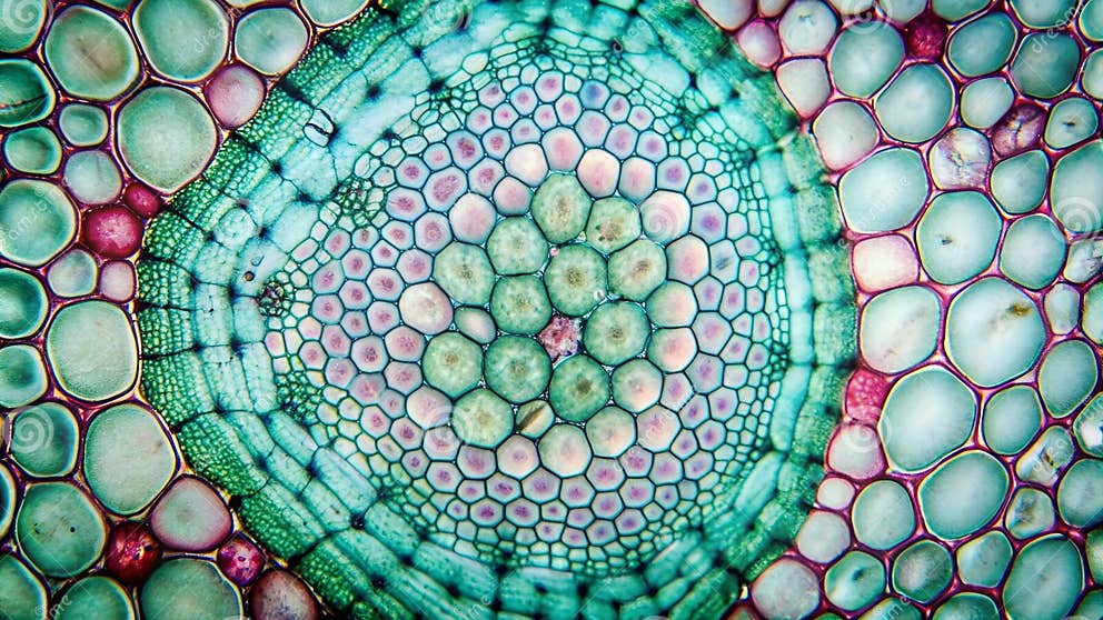 Plant Tissue Structure, Section (tissue) of Stem Plant Tissue Under a ...