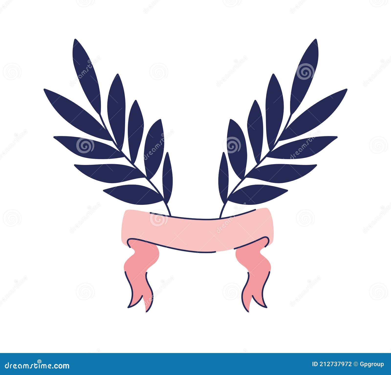 Plant in two pink ribbons stock illustration. Illustration of ...