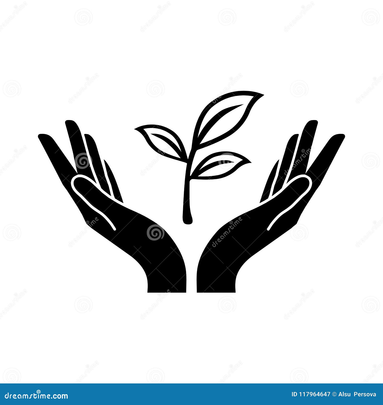 Plant Vector Icon with Two Human Hands. Stock Vector - Illustration of ...