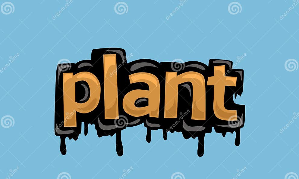 PLANT Writing Vector Design on Blue Background Stock Illustration ...