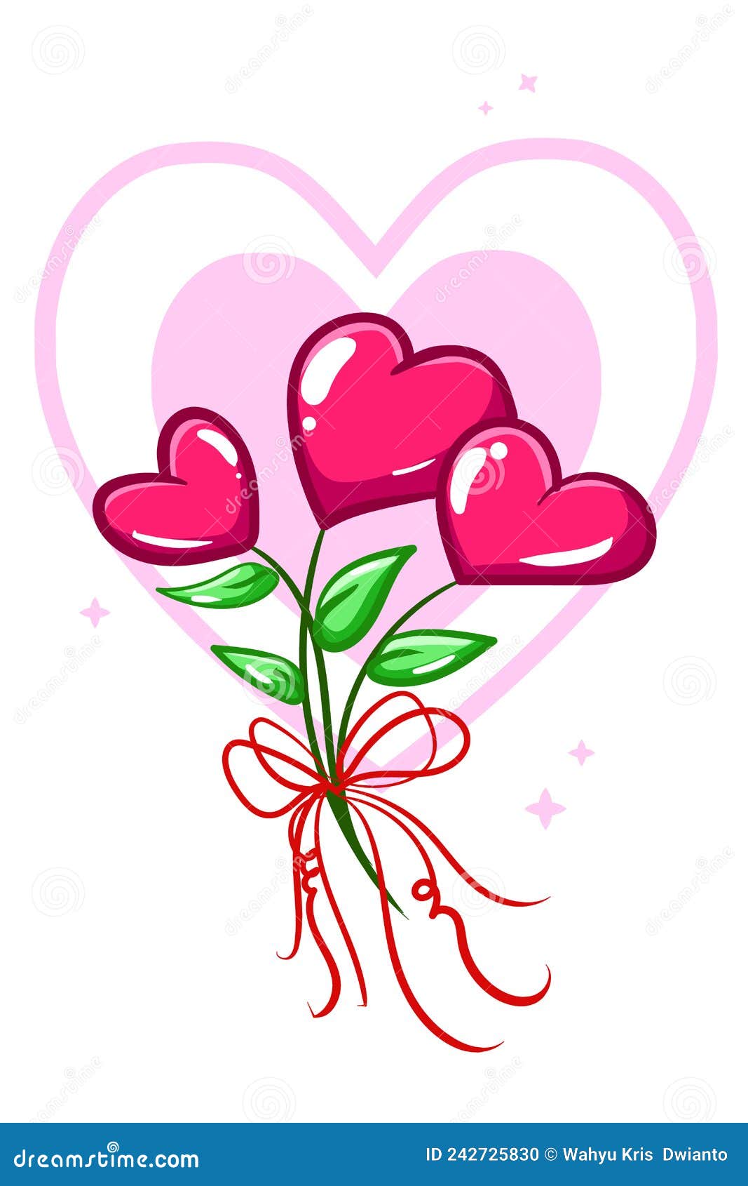 Planta De Flores De Corazones Con Ilustración De Dibujos Animados De ... Planta De Flores De Corazones Con Ilustración De Dibujos Animados De ...