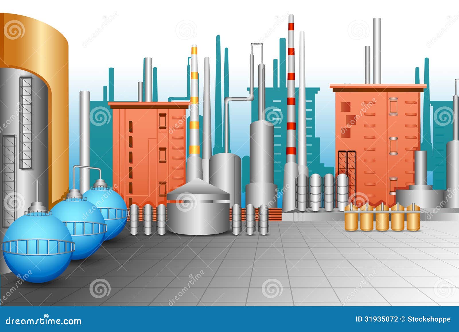 Planta industrial ilustração do vetor. Ilustração de refinaria - 31935072