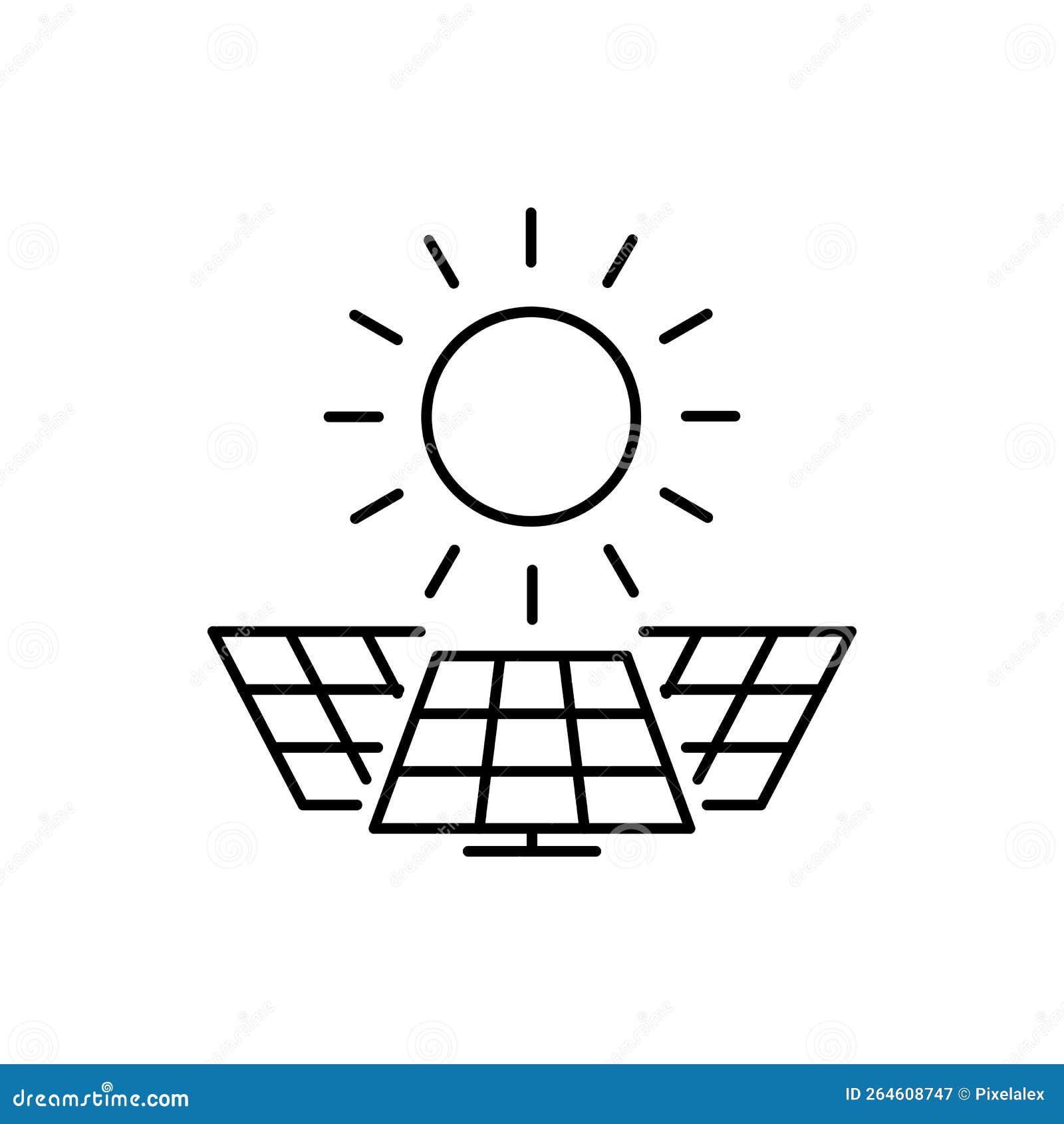 Planta Solar Con Icono Solar Lineal Ilustración del Vector ...