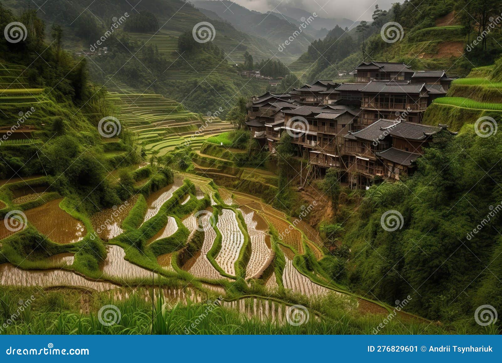 Plantation of Rice Fields in the Mountains, Cascading Rice Fields ...