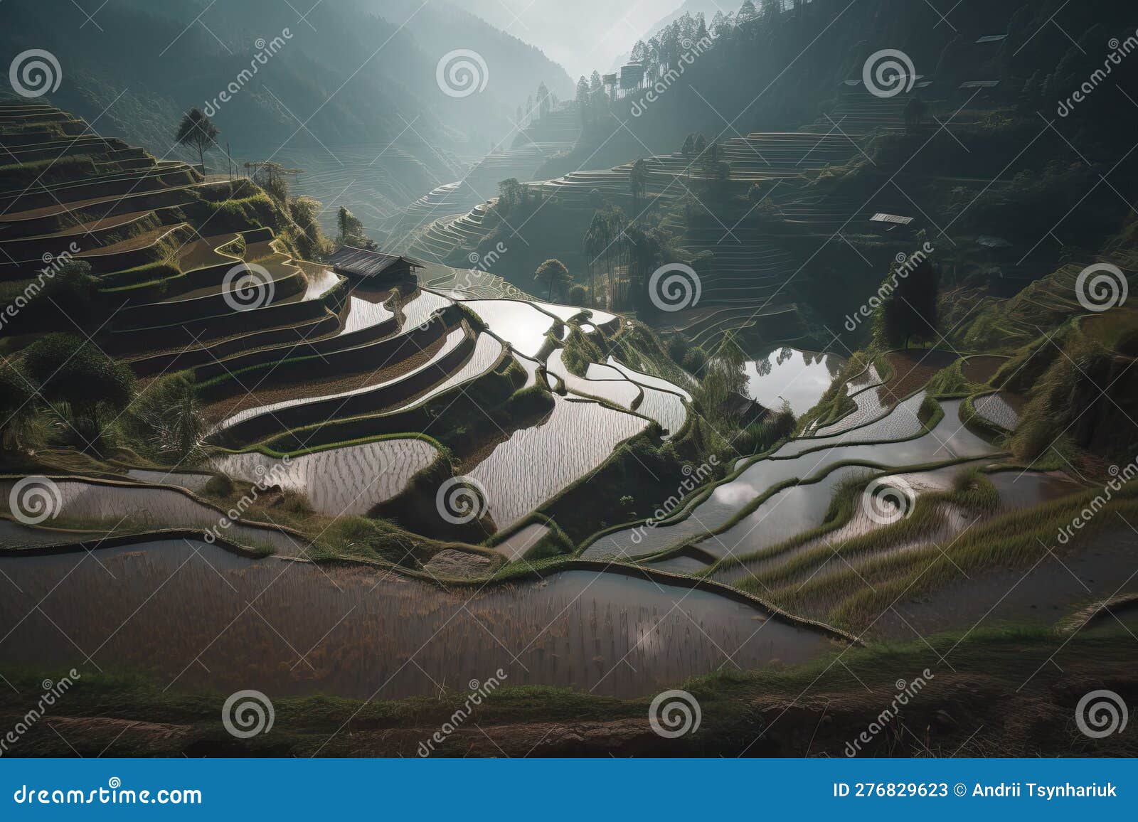 Plantation of Rice Fields in the Mountains, Cascading Rice Fields ...