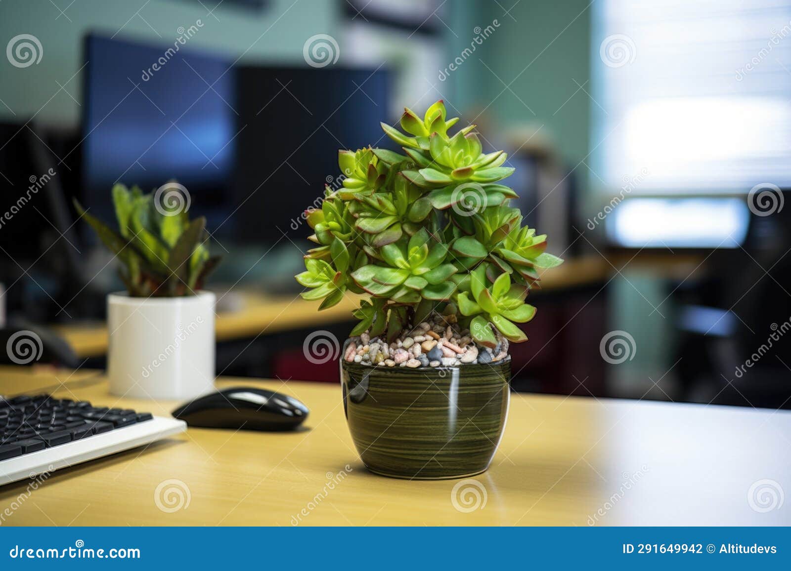 Planted Succulent on an Office Desk Stock Photo - Image of work ...