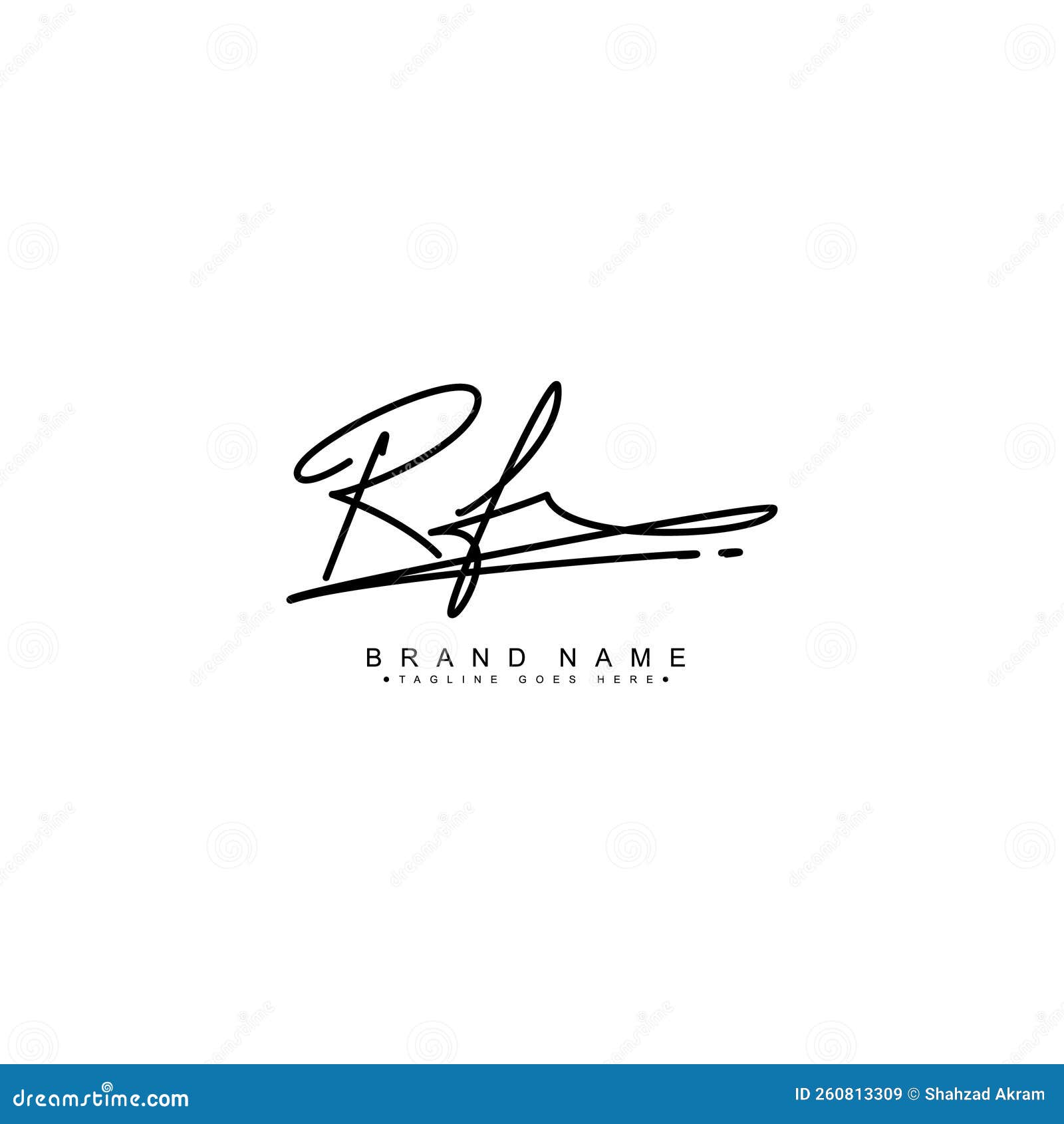 Plantilla De Logotipo De Vector Rf De Letra Inicial En Estilo De Firma