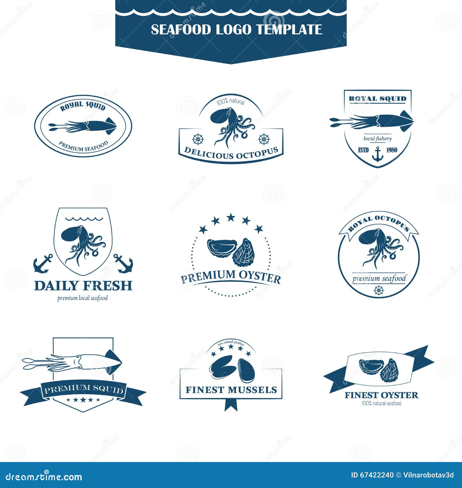 Plantilla De Los Logotipos De Los Mariscos Ilustración del Vector ...