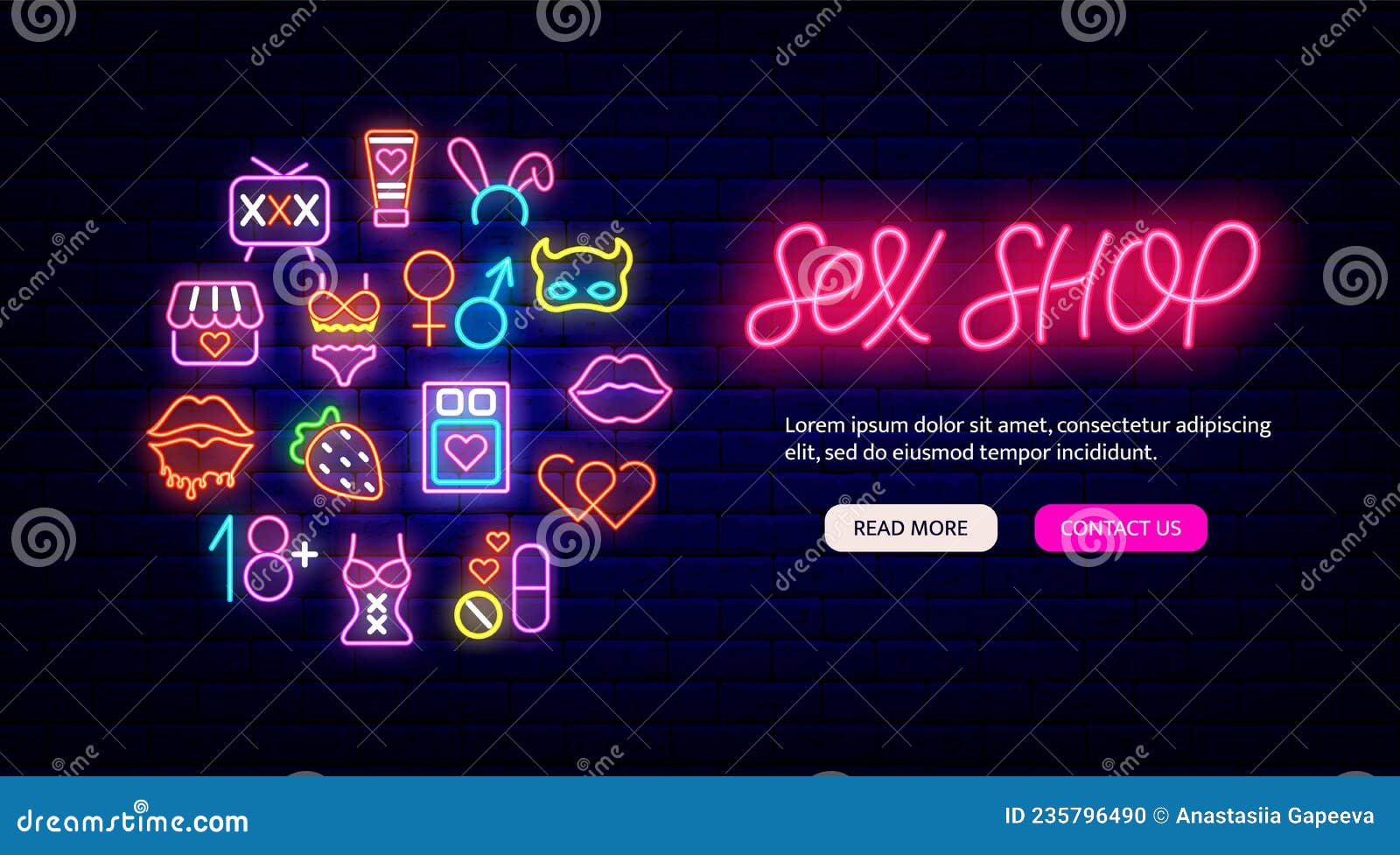 Plantilla De Página De Inicio De Neón Para Tienda De Sexo Sitio Web