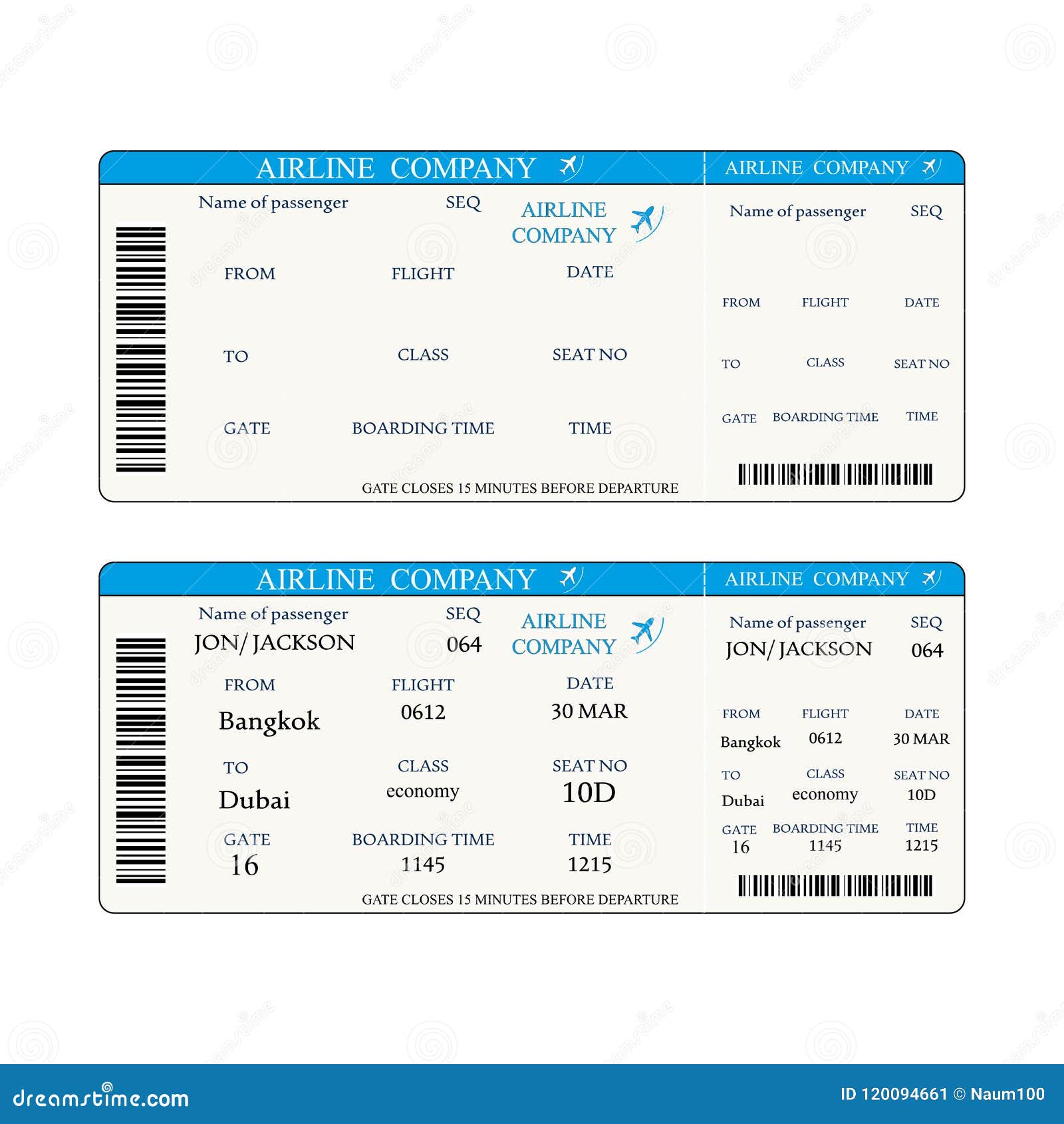 Plantilla Del Documento De Embarque, Ilustración del Vector - Ilustración de vuelo, plano: 120094661