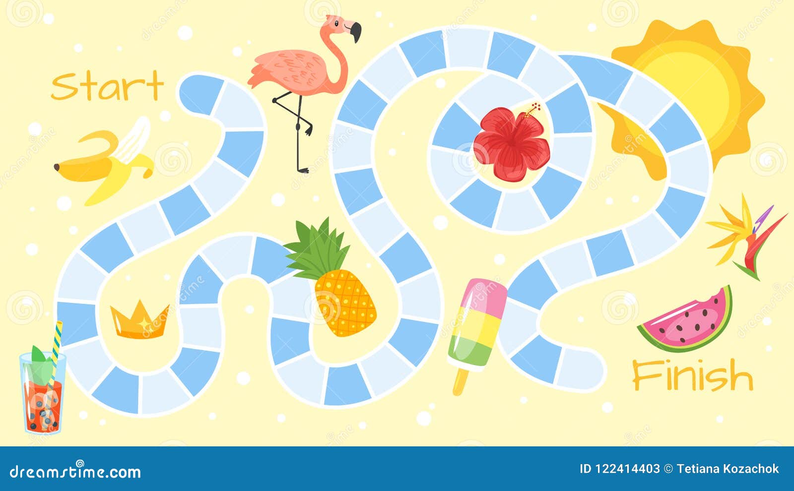 Plantilla Del Juego De Mesa Del Verano Ilustración del Vector ...