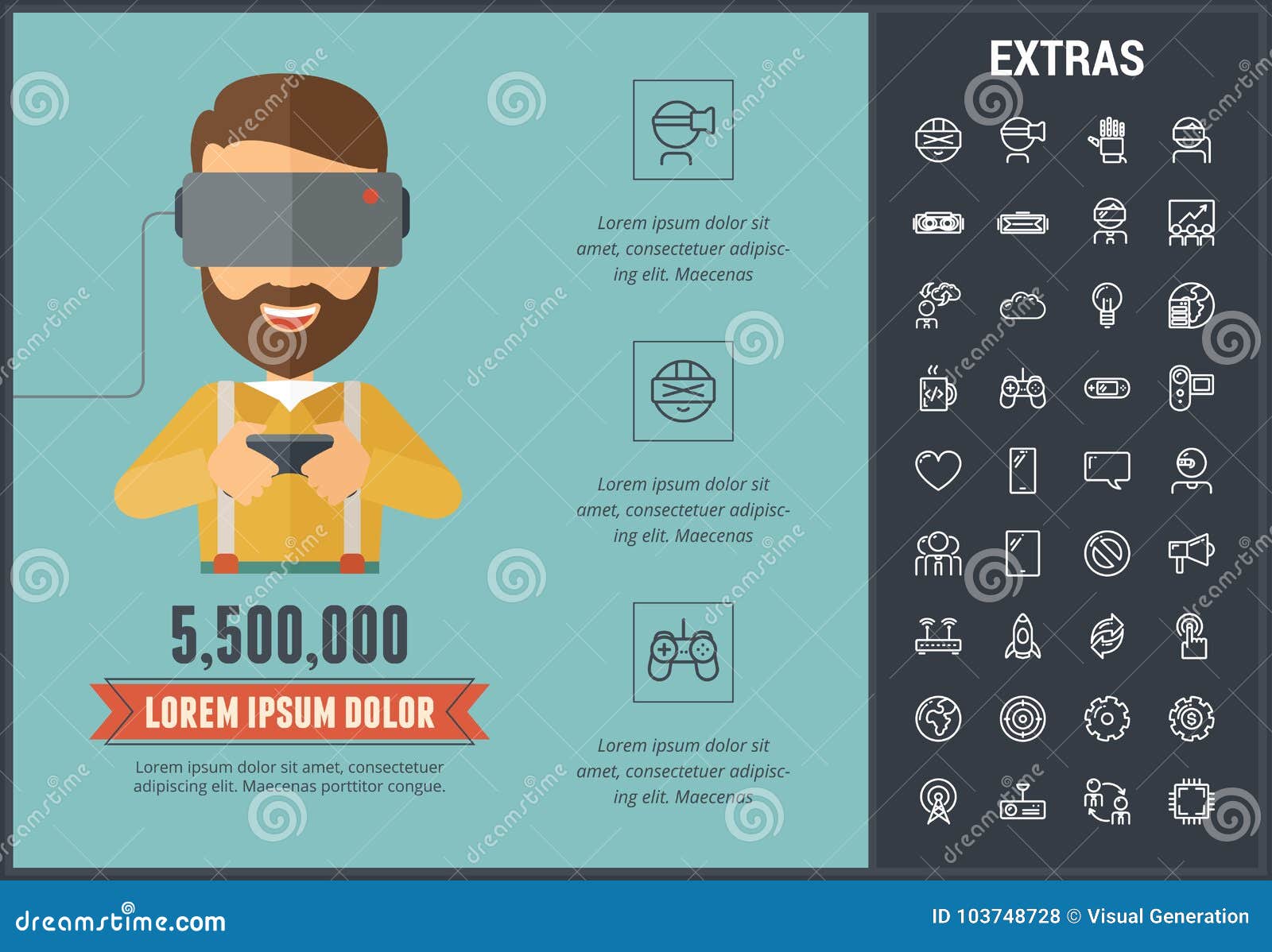 Plantilla Infographic Y Elementos De La Realidad Virtual Ilustración ...