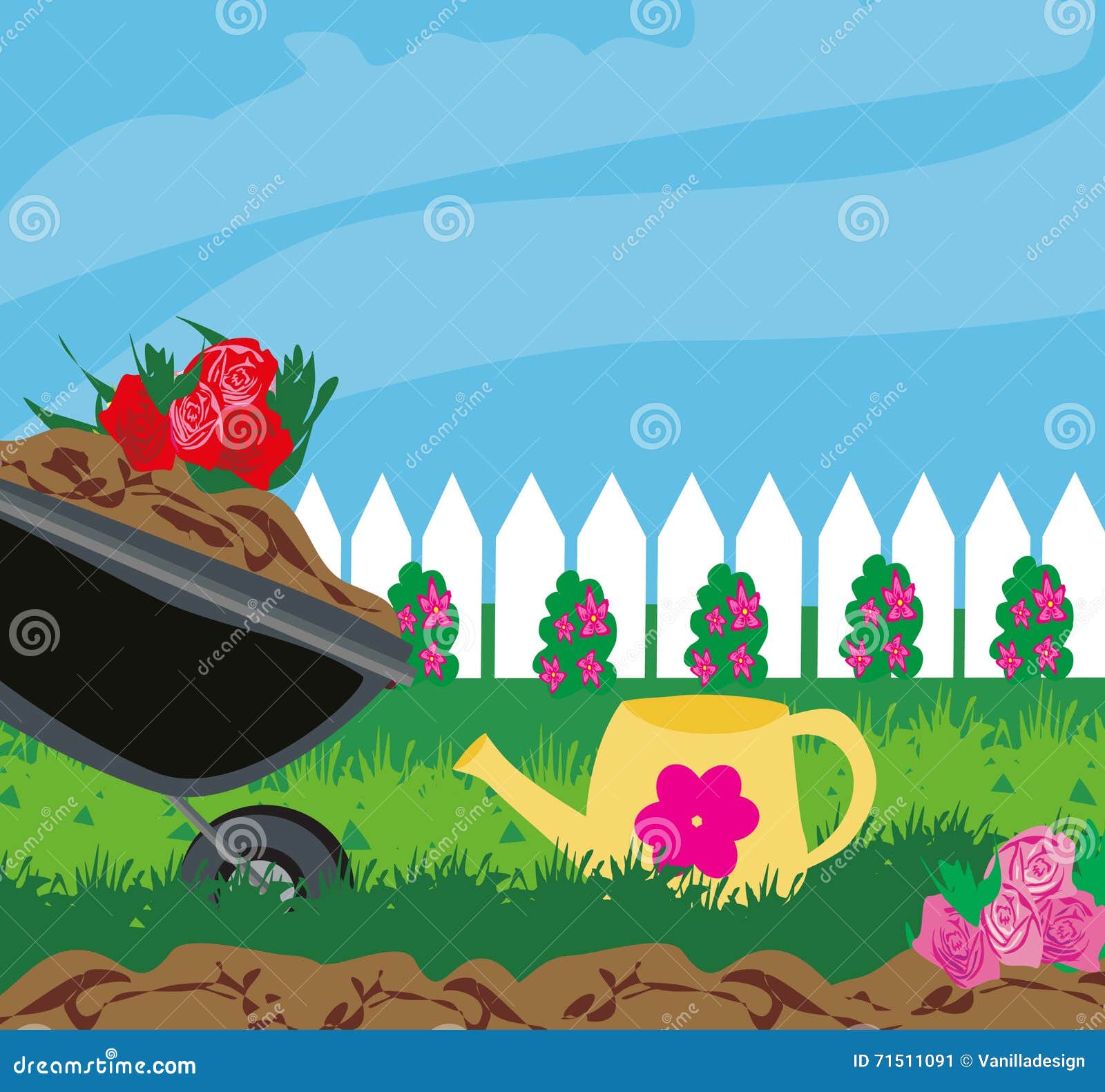 Planting Flowers In Rubber Boot. Upcycling Horizontal Poster. Linear ...