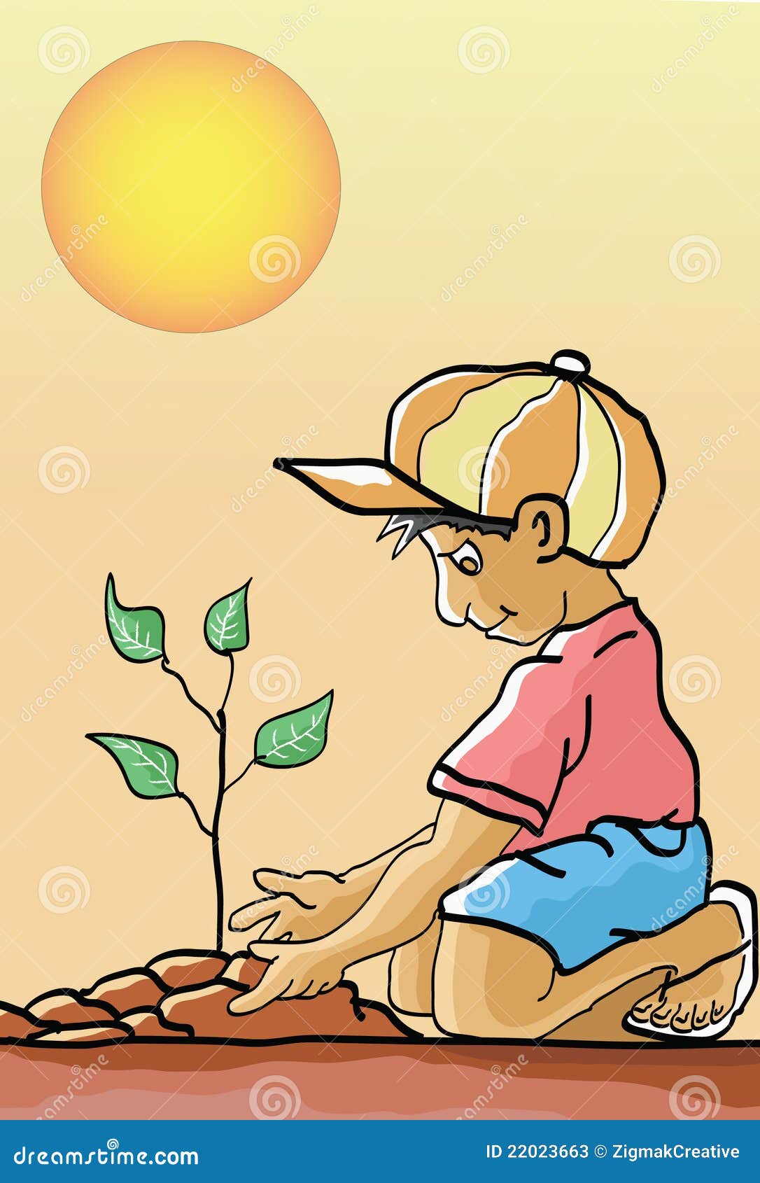 Planting a tree stock vector. Illustration of cartoon - 22023663