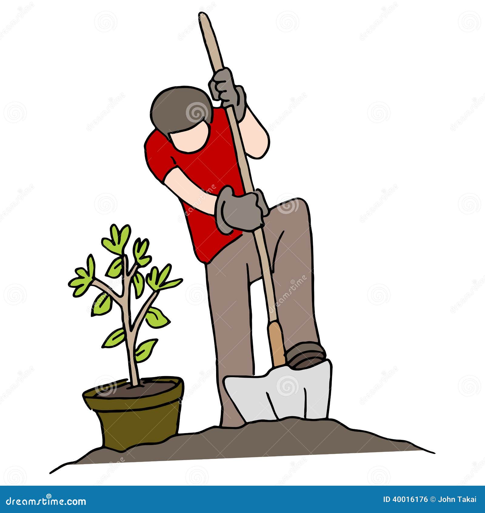 Planting a Tree stock vector. Illustration of potted - 40016176