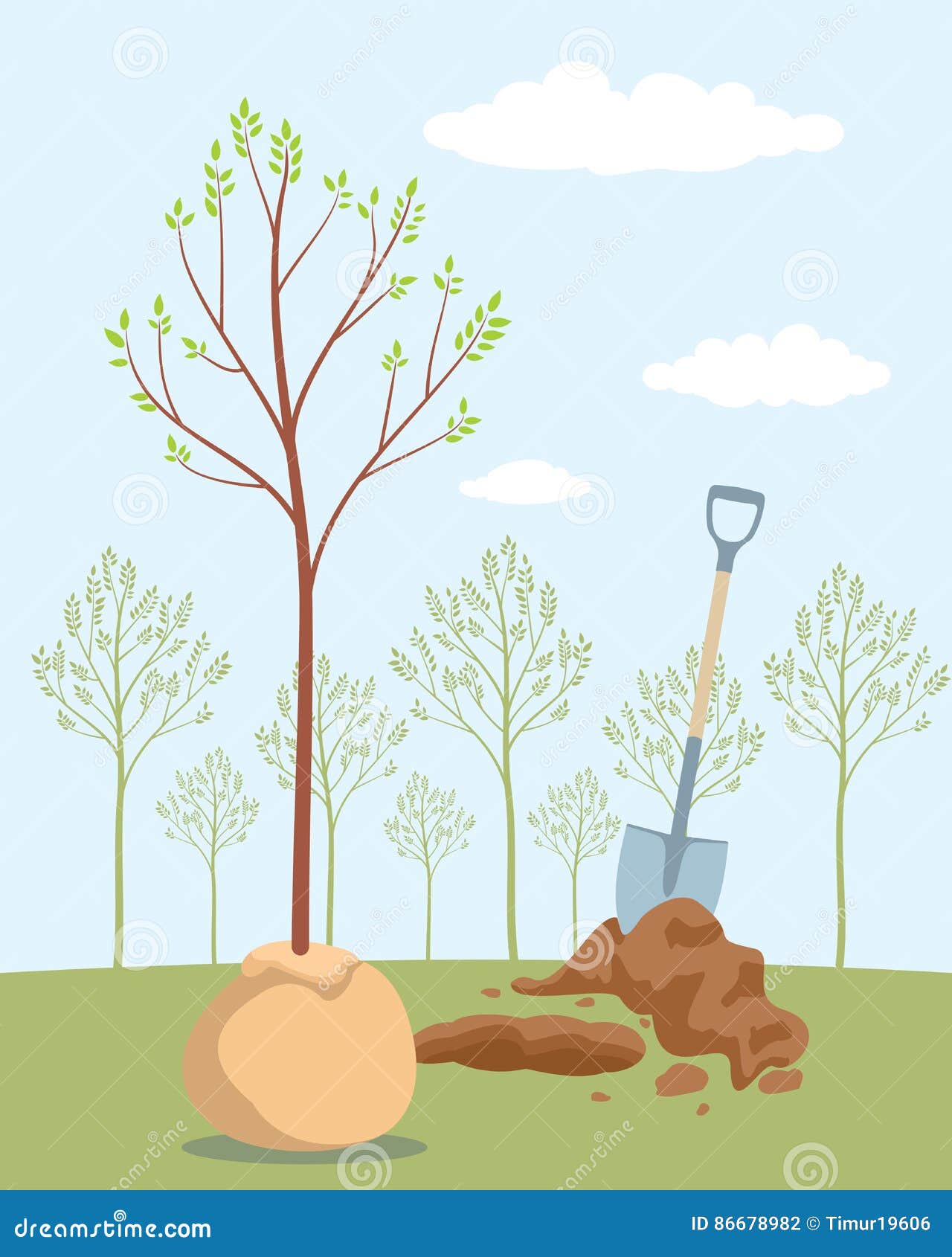 Planting tree stock vector. Illustration of growth, agriculture - 86678982